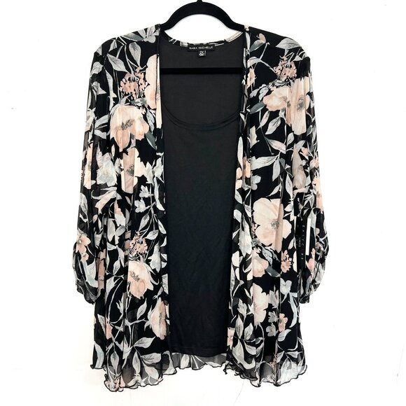 Sara Michelle | Tops | Nwt Sara Michelle Layered Top Black Peach Floral ...